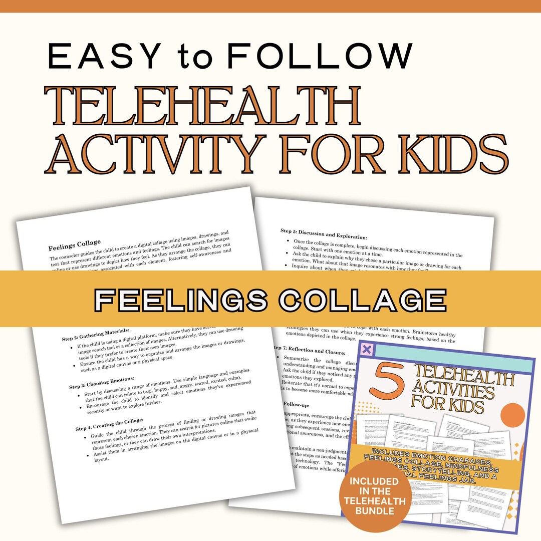 Feelings Collage Activity for Kids | Digital Download for Telehealth ...