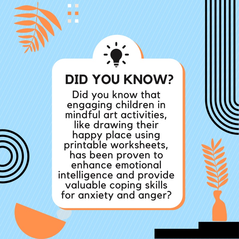 Mindful Art Therapy for Kids: Printable Worksheet to Draw Happy Places ...