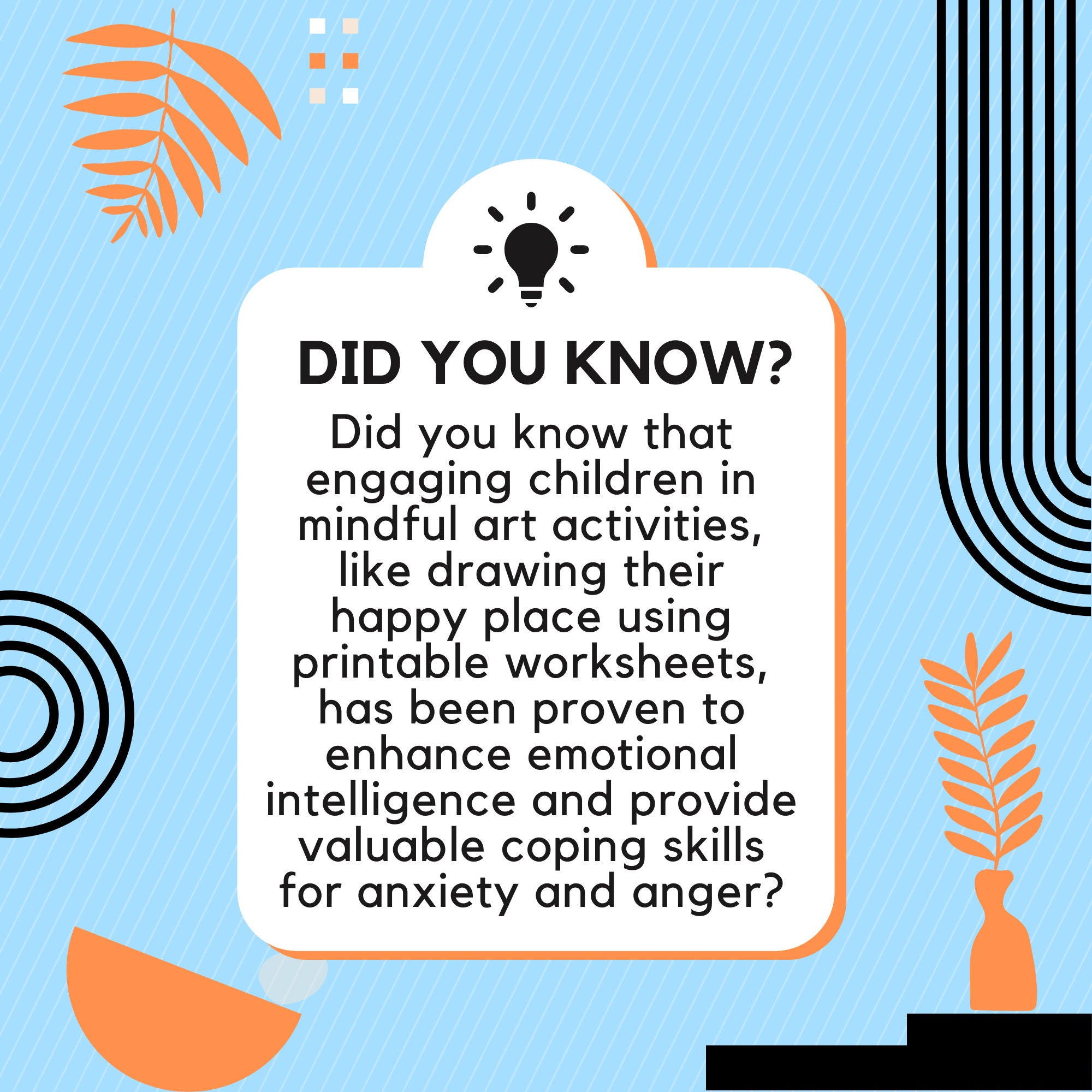 Mindful Art Therapy for Kids: Printable Worksheet to Draw Happy Places ...