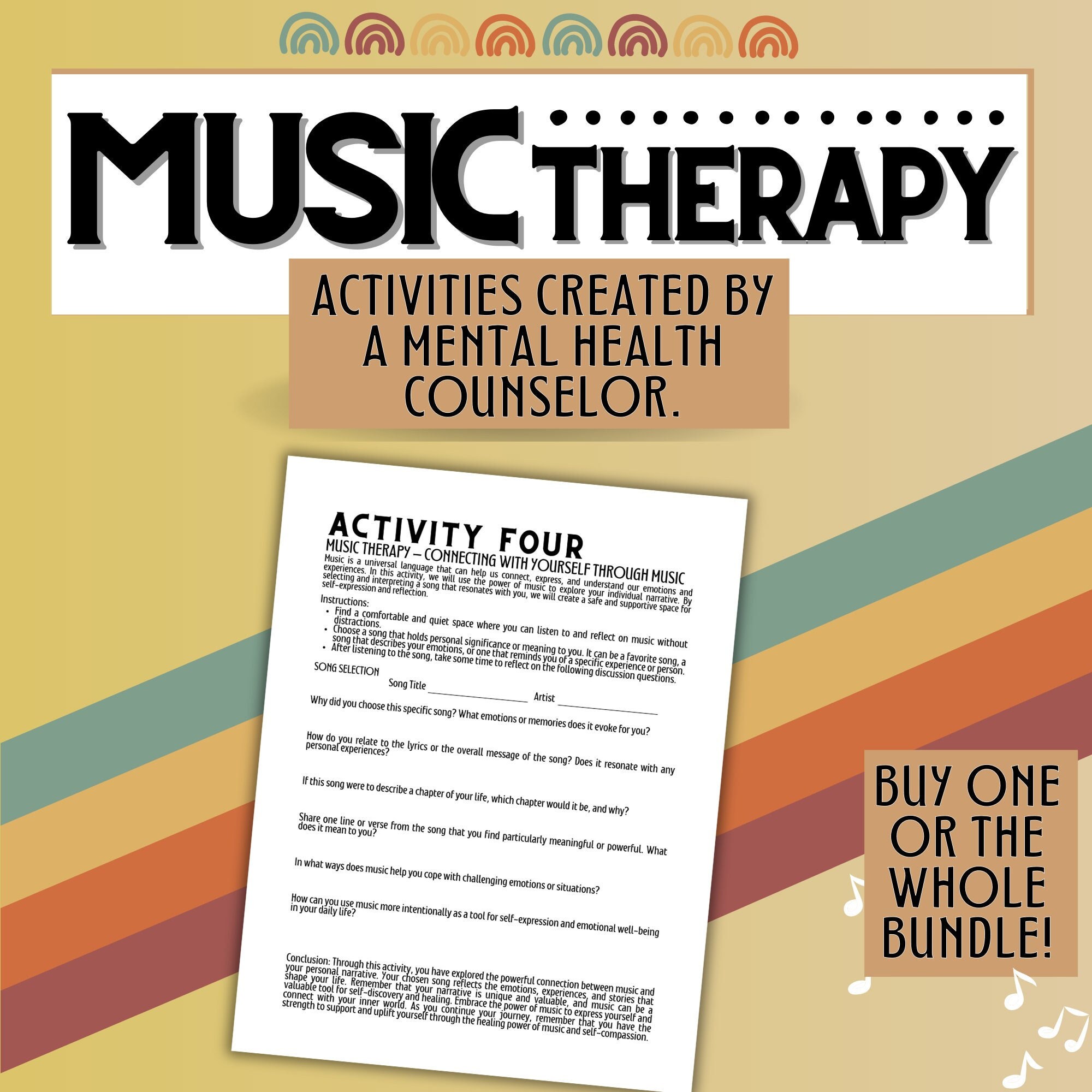 Discover Your Inner Story: Music Therapy Worksheet for Emotional ...