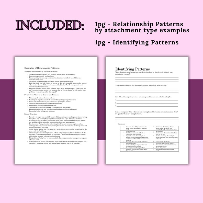 Healing Codependency - Attachment Style Worksheets | Anxious Vs ...