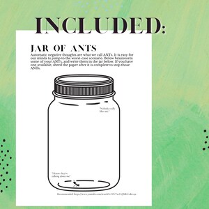 Automatic Negative Thought CBT Worksheet Jar of Ants Therapy Activity ...