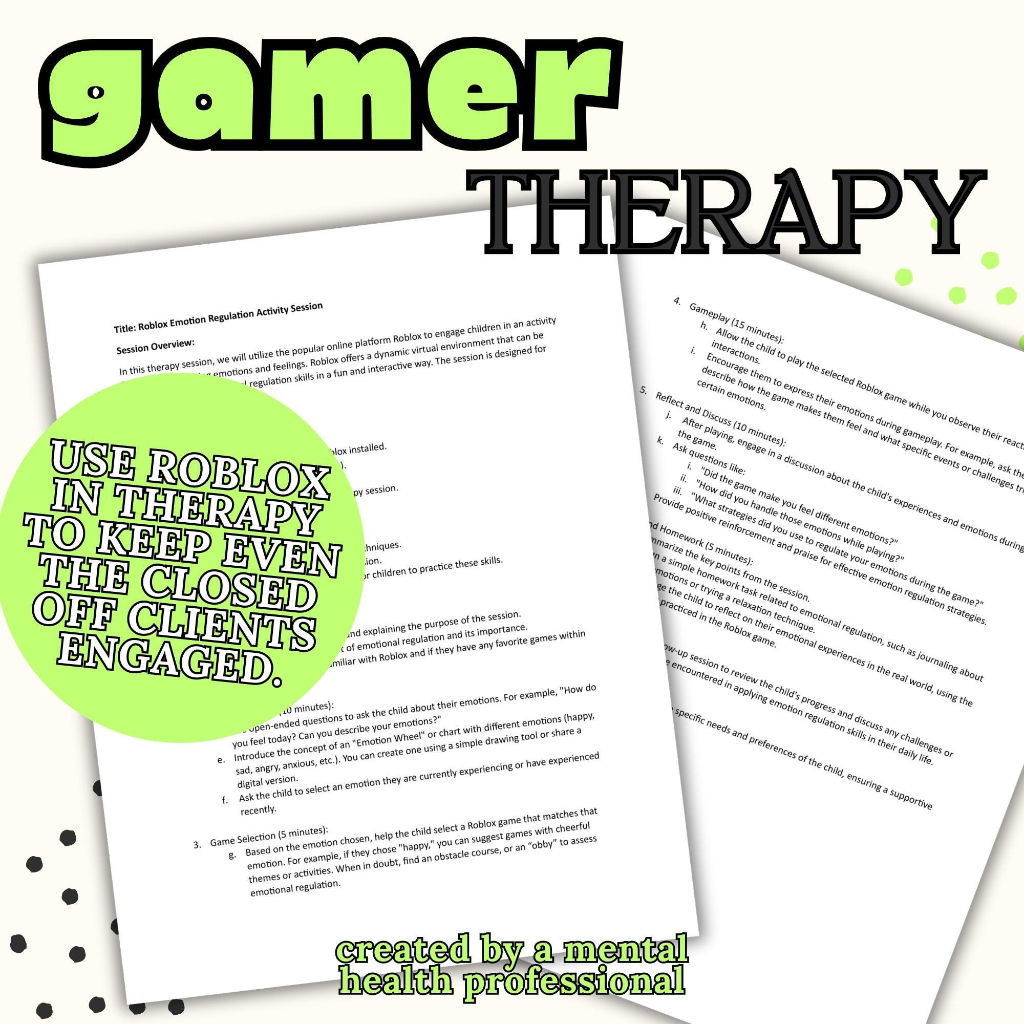 Play Therapy Roblox Emotion Regulation Activity for Kids and Teens ...