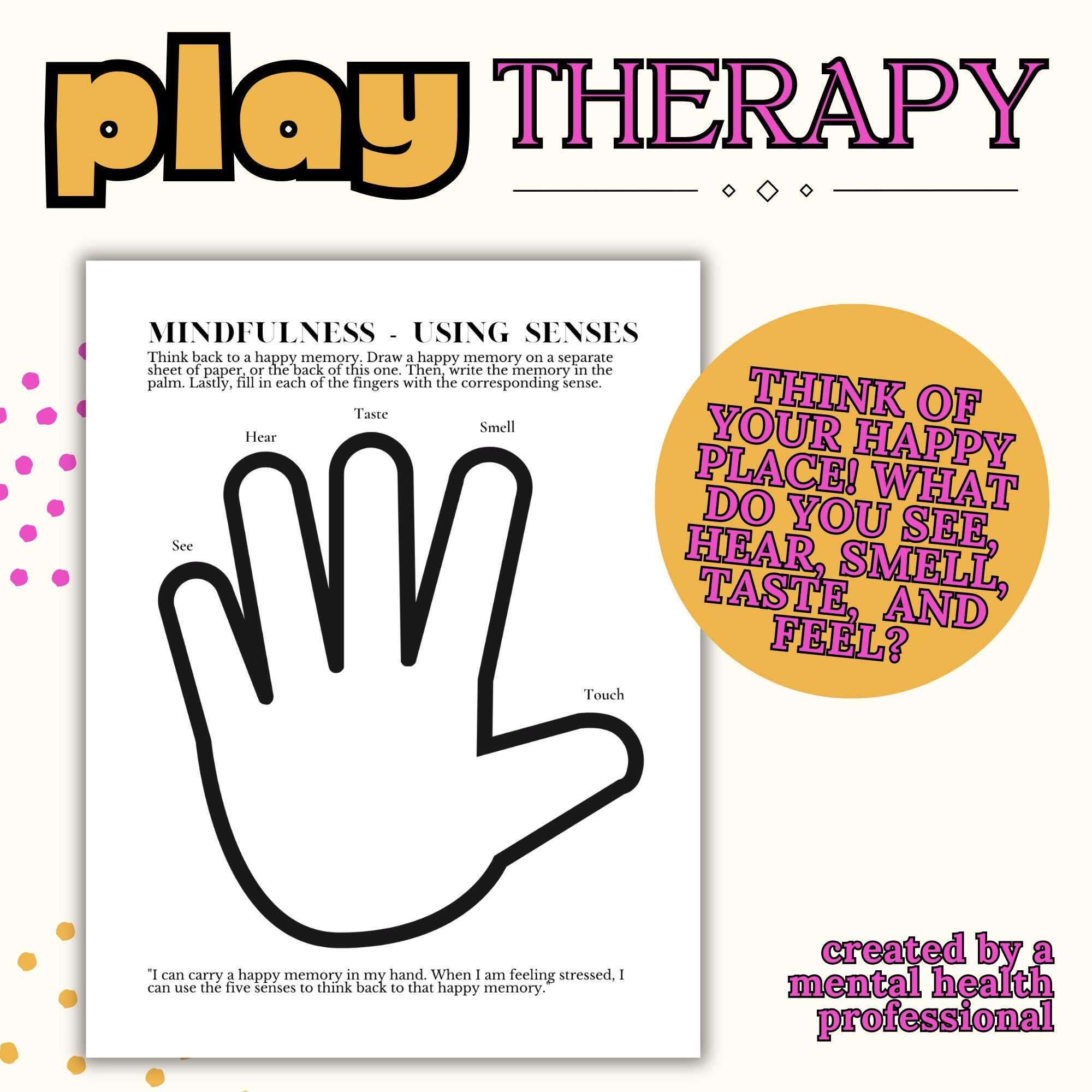 Mindful Art Therapy for Kids: Printable Worksheet to Draw Happy Places ...