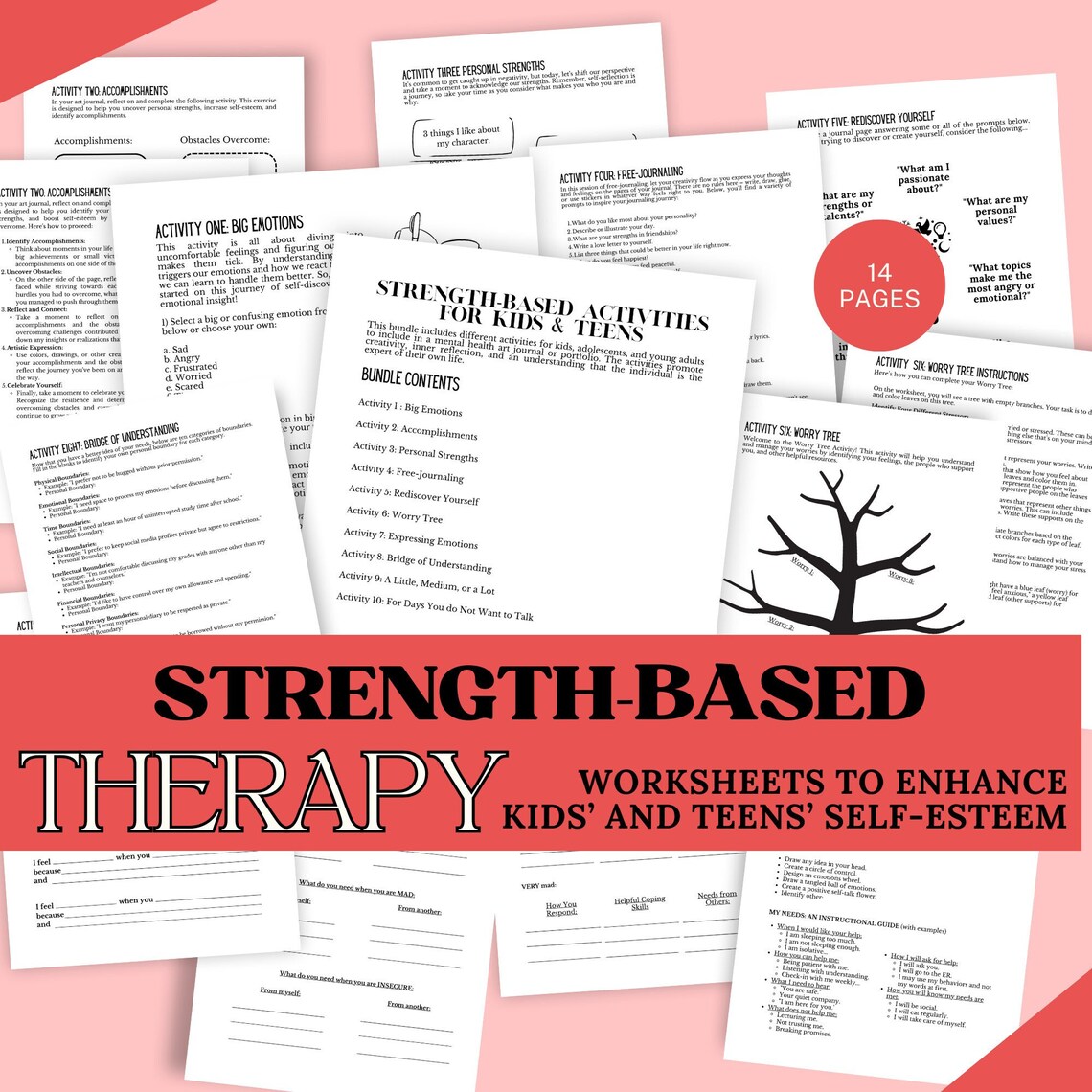 Strength-based Therapy Worksheets for Kids and Teens | Self-esteem ...