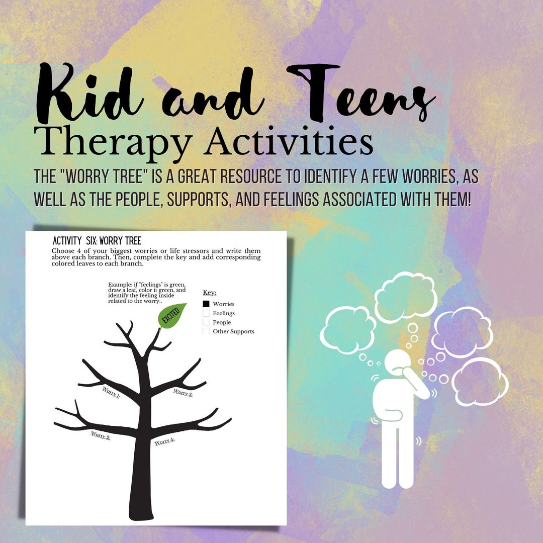 Worry Tree Activity for Kids & Teens Play Therapy Worksheet - Etsy