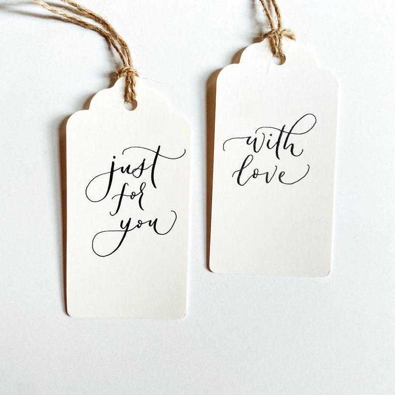 Custom Calligraphy Gift Tags With String in White & Black - Etsy