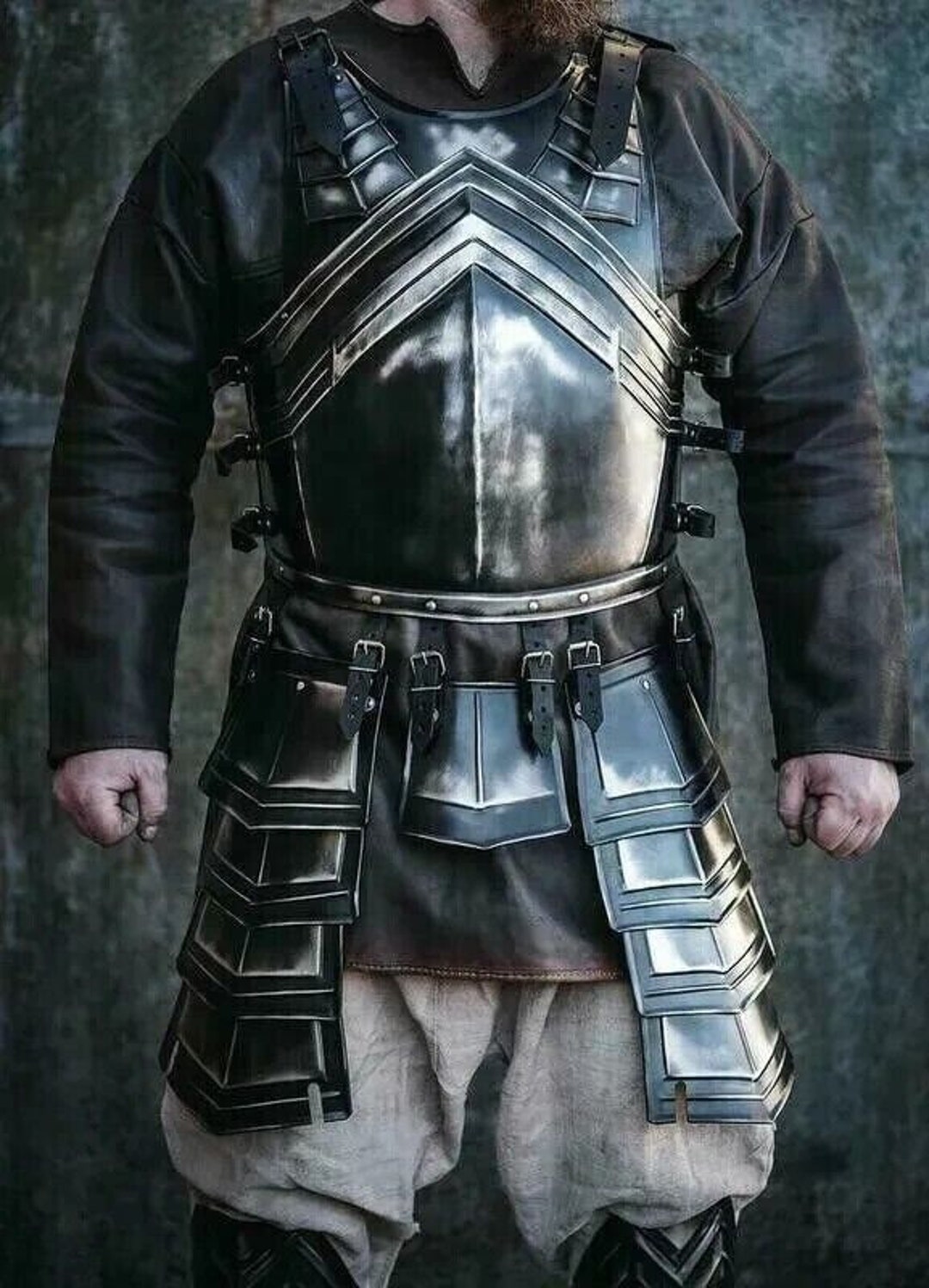 Medieval Armor Full Suit Dwarf Blackened Dwarven Cuirass & Skirt ...