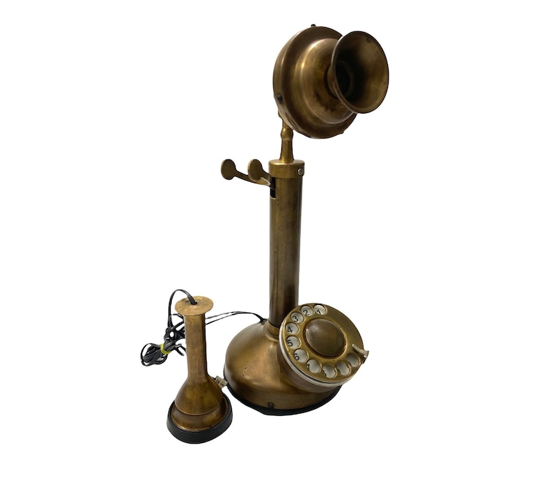 Brass Antique Candle Stick Telephone Vintage Rotary Dial - Etsy