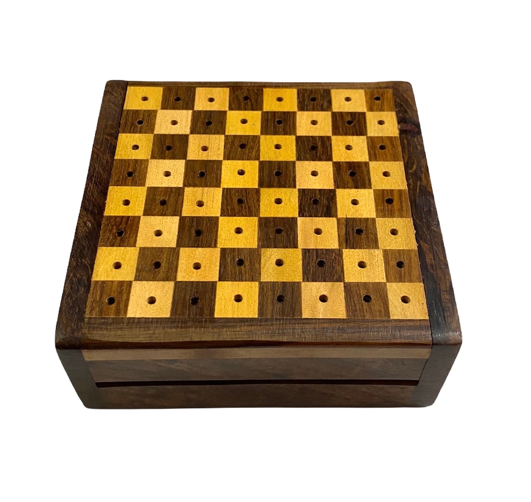 Wooden Peg Chess Set | Travel Chess Board Game | Wood Chess Gift for ...