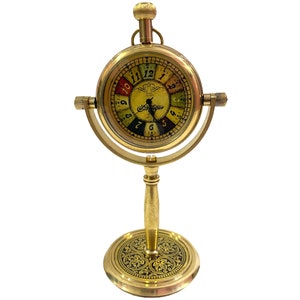 Vintage Style Brass Table Clock - Retro Rotating Desk Clock - Etsy