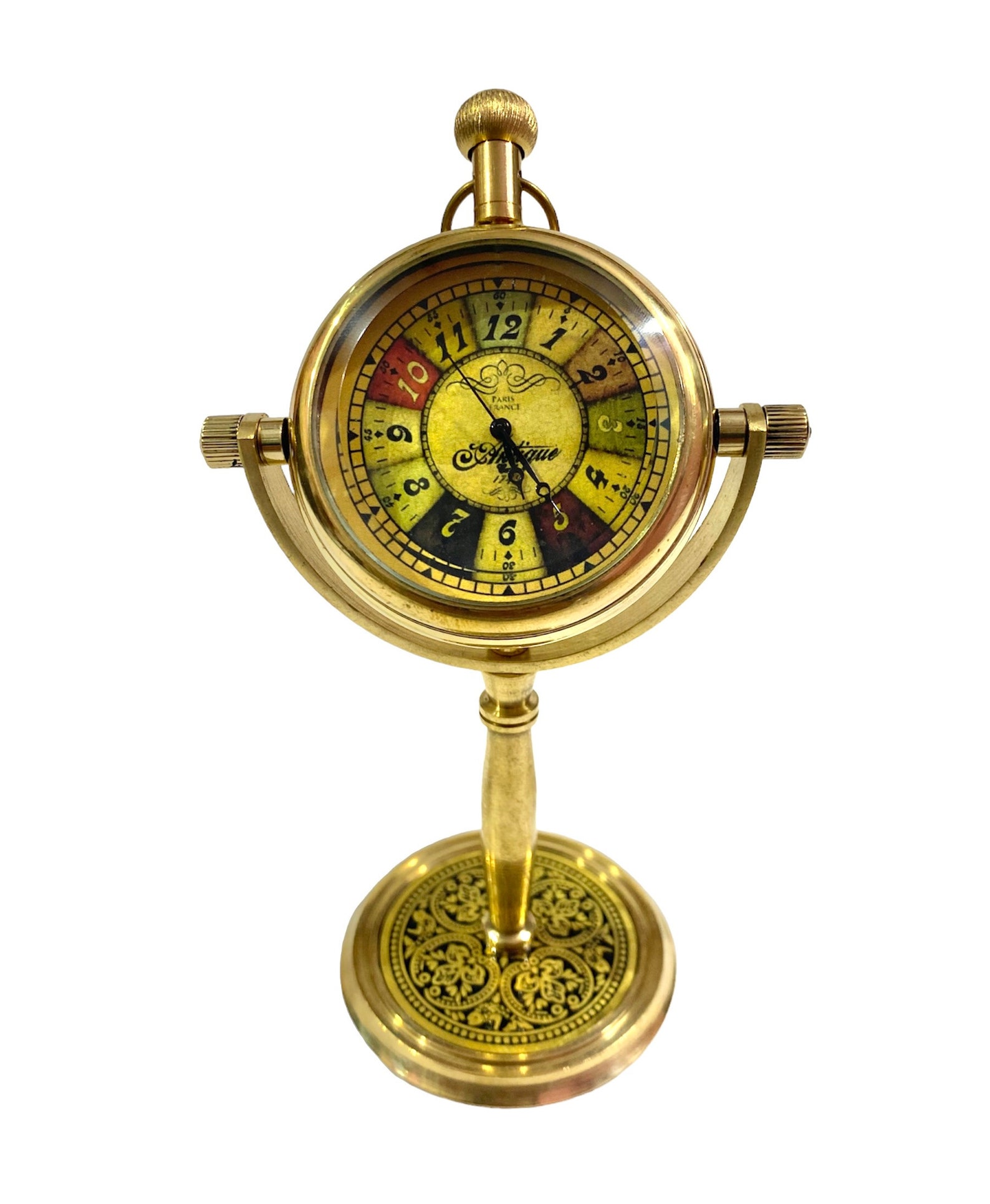 Vintage Style Brass Table Clock - Retro Rotating Desk Clock - Etsy