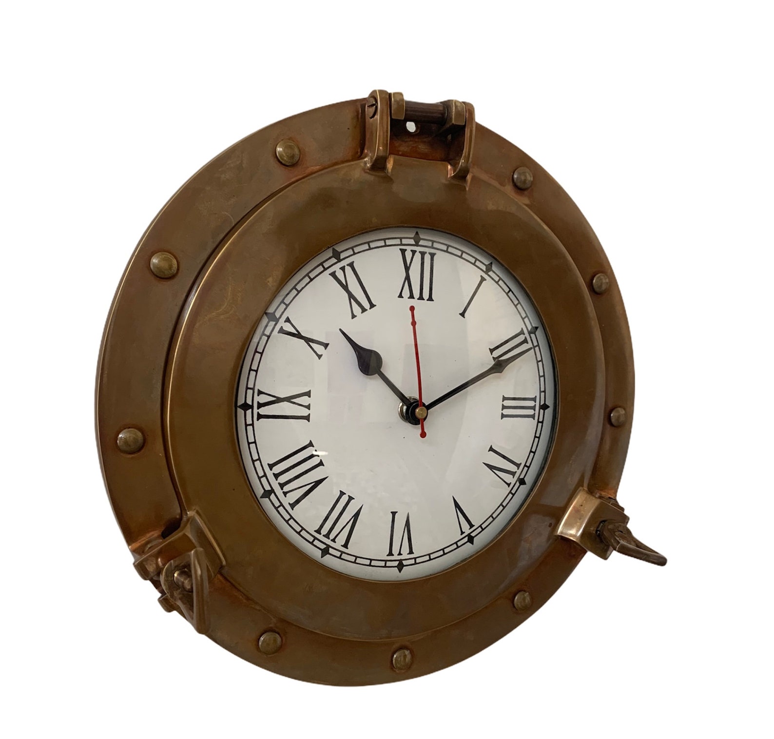 Nautical Brass Ship's Porthole Clock Antique Maritime Beach Style Wall ...