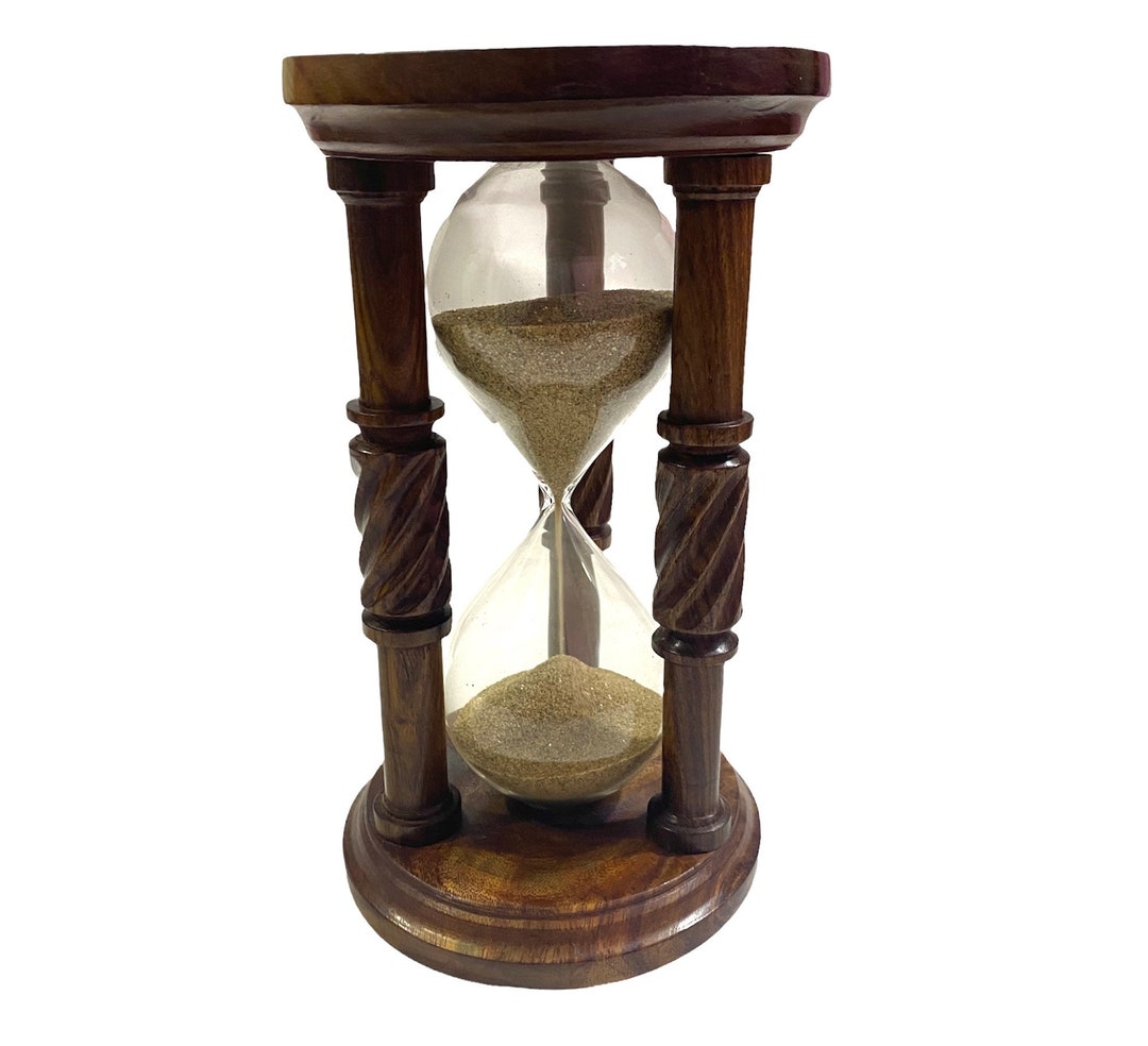 Wooden Hourglass Sand Timer | Rustic Desk Décor | 10-minute Timer ...