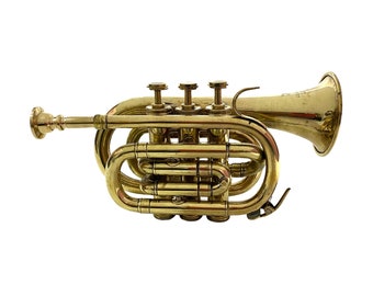 Vintage Antique Brass Trumpet Pocket Bugle Horn 3 Valve Mouthpiece Best ...