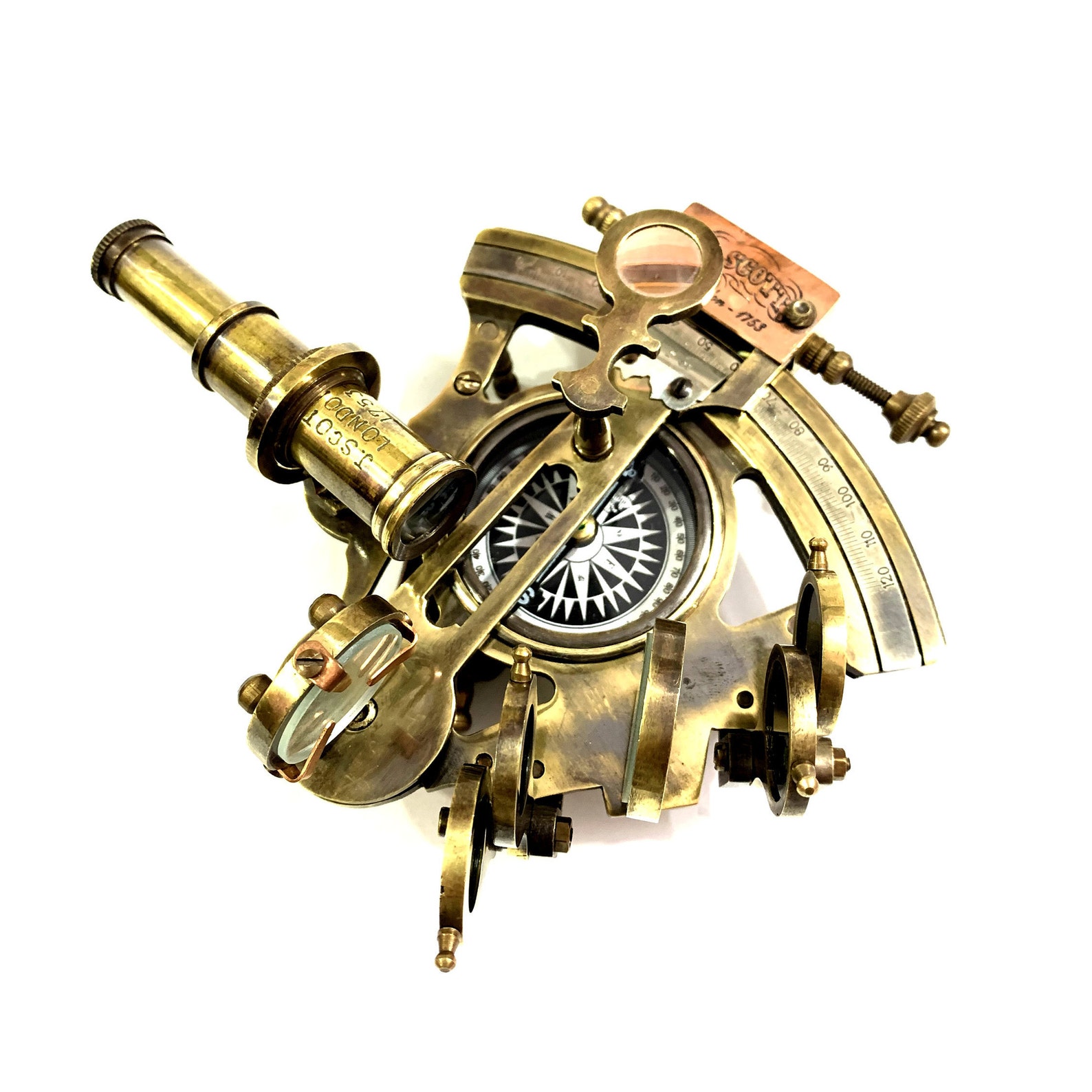 Navigation Sextant J. Scott London With Compass Hardwood Box/astrolabe ...