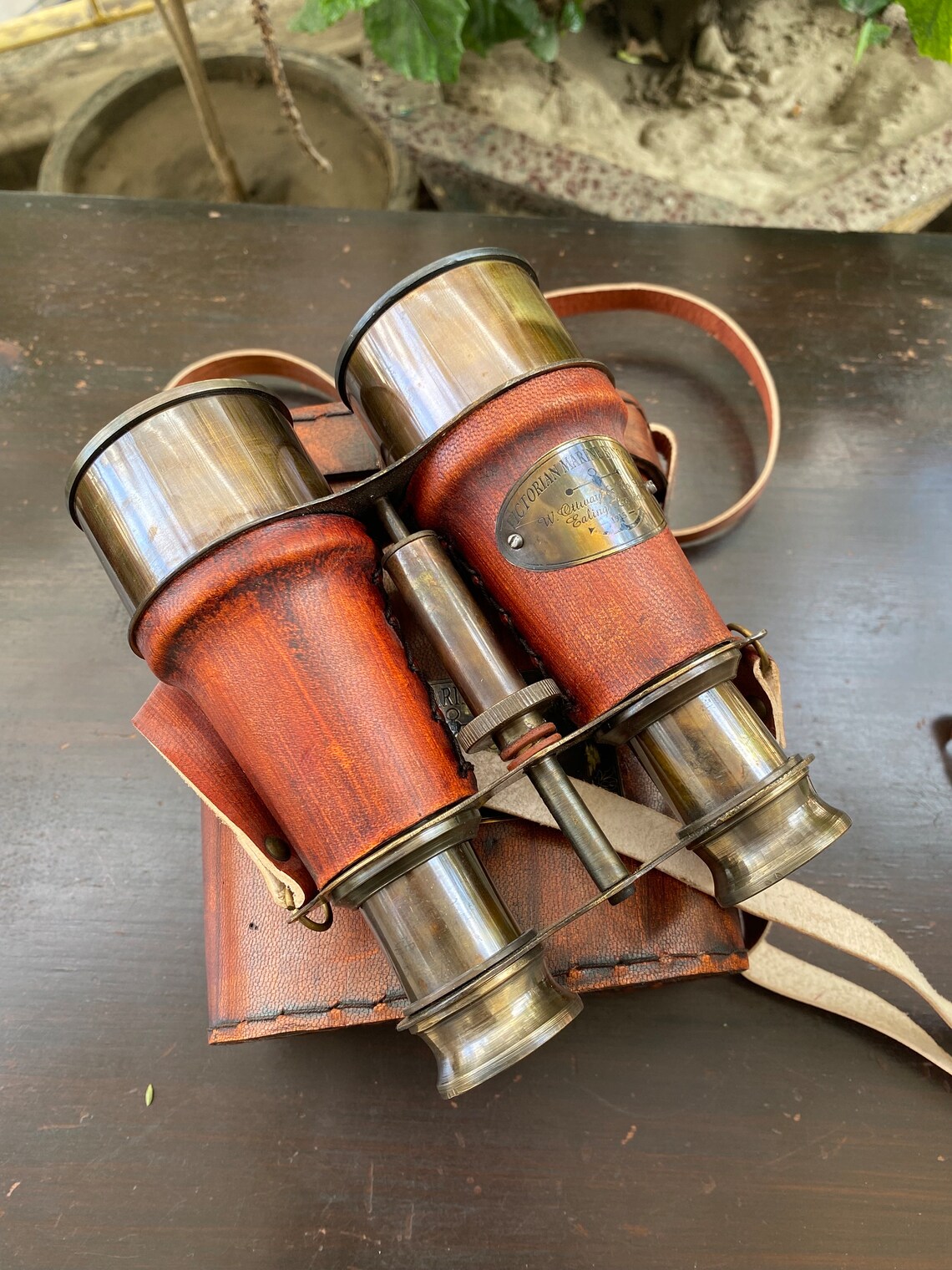 Brass Binocular With Leather Box, Marine Victorian Monocular for ...