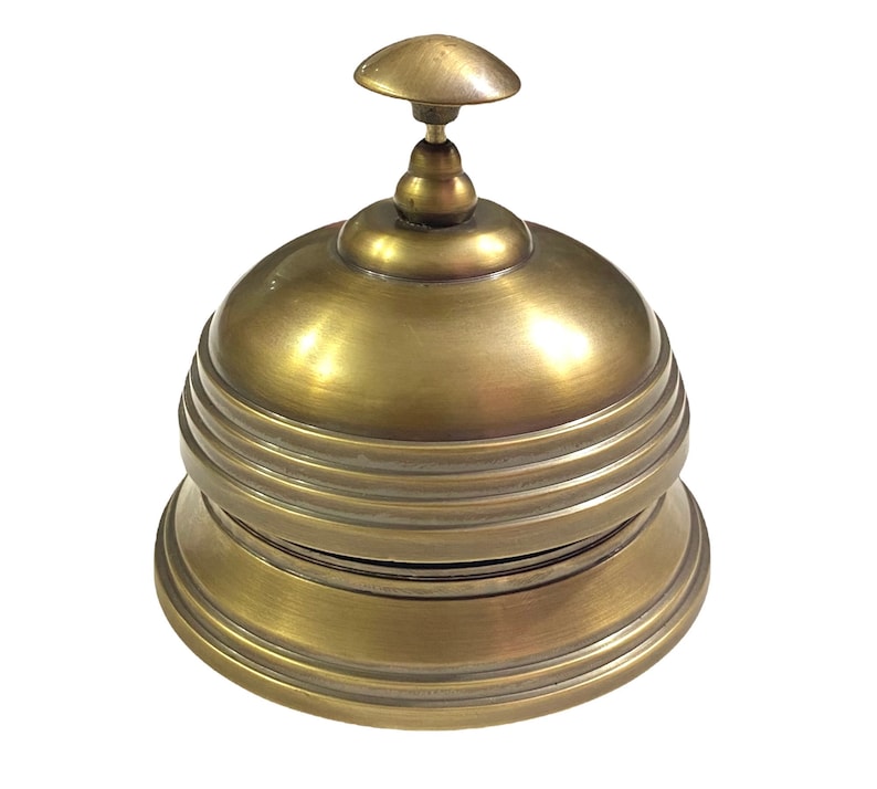 Solid Brass Hotel Counter Bell, Officer Call Bell Ornate Brass Hotel ...