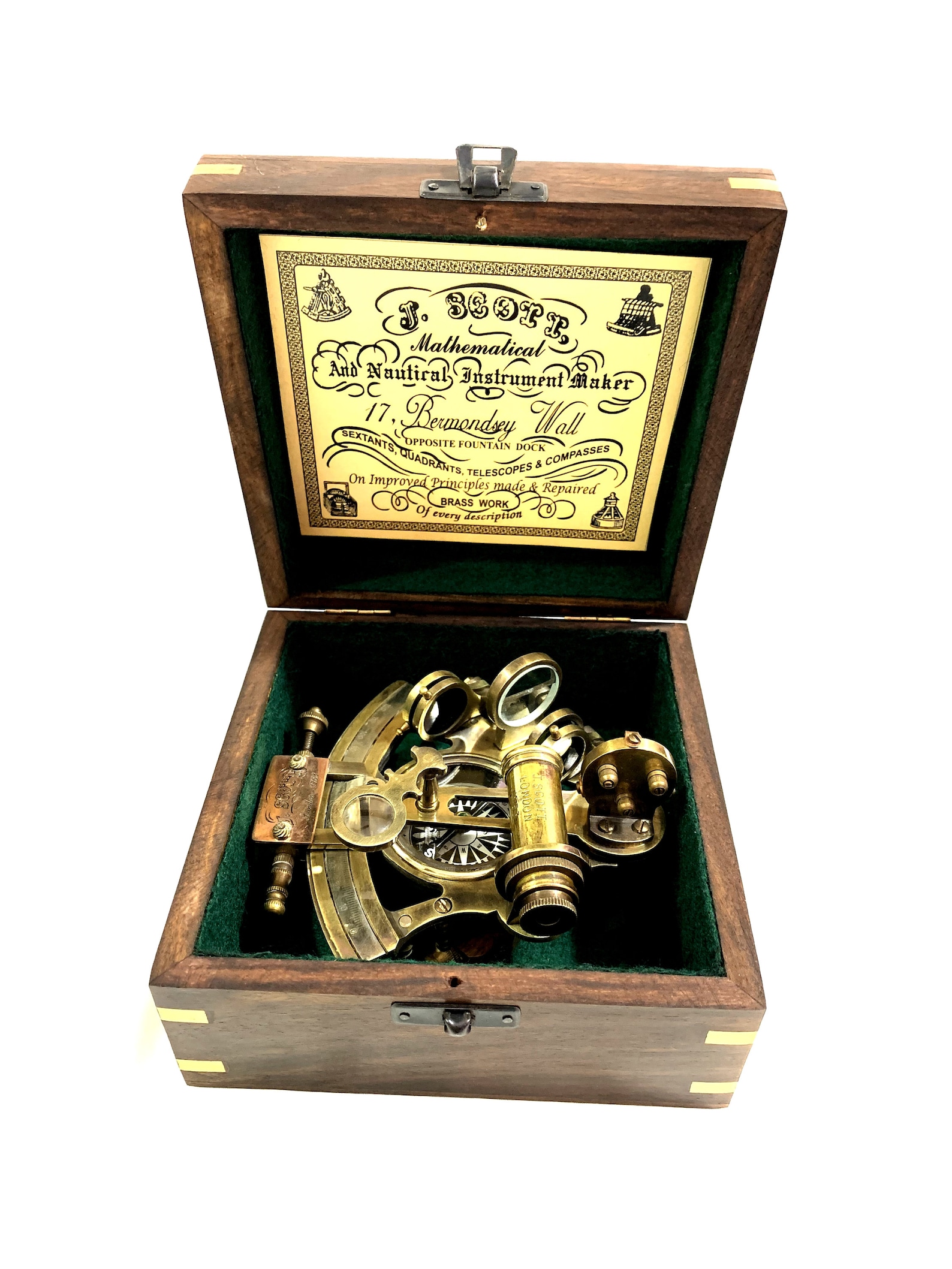 Navigation Sextant J. Scott London With Compass Hardwood Box/astrolabe ...