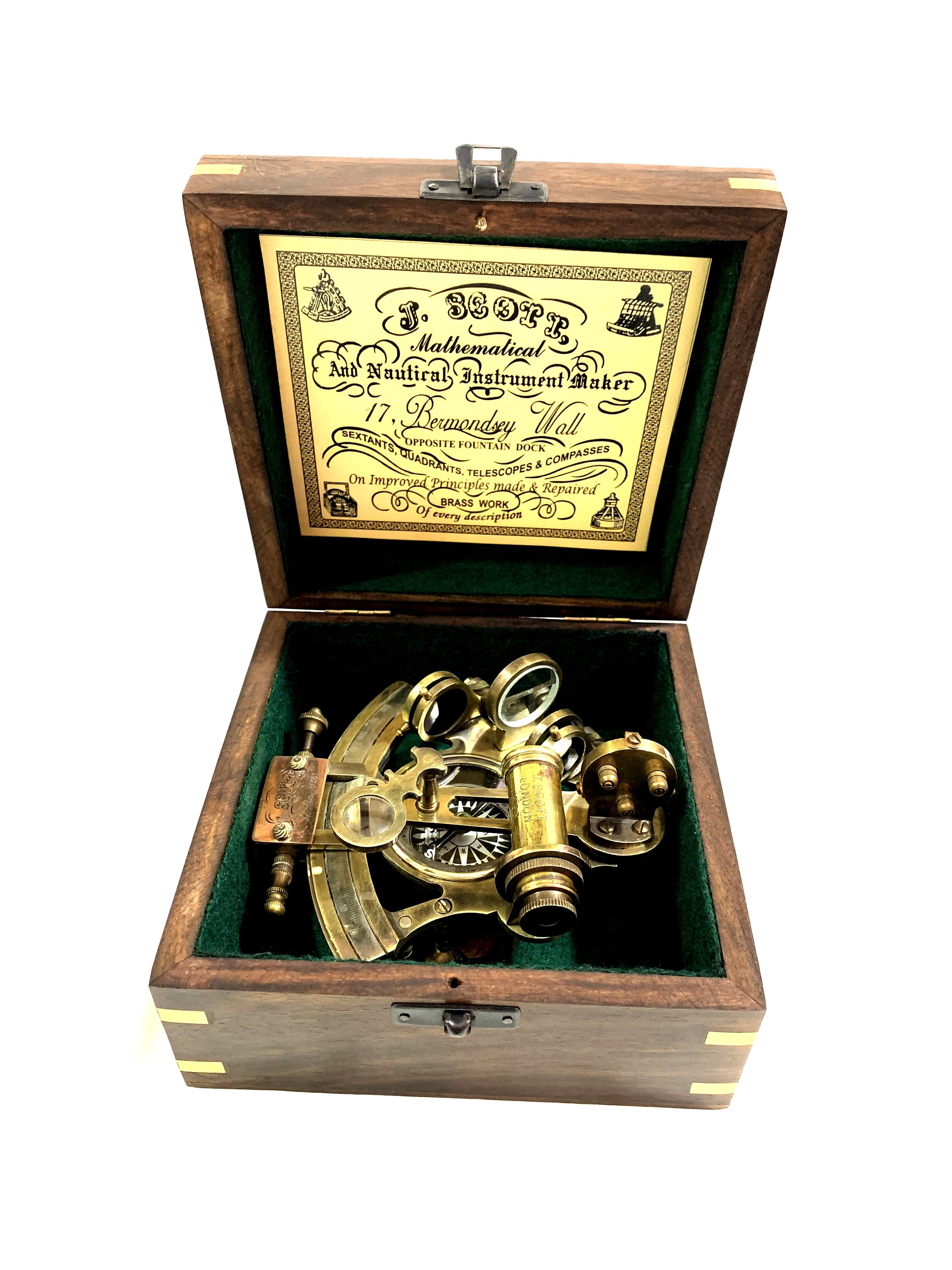 Navigation Sextant J. Scott London With Compass Hardwood Box/astrolabe ...