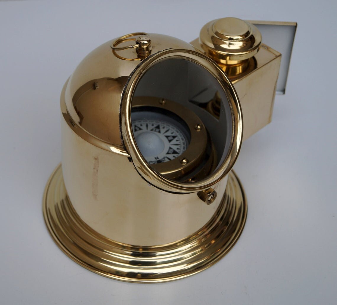 Nautical Maritime Brass Floating Dial Binnacle Gimbled Compass Marine ...