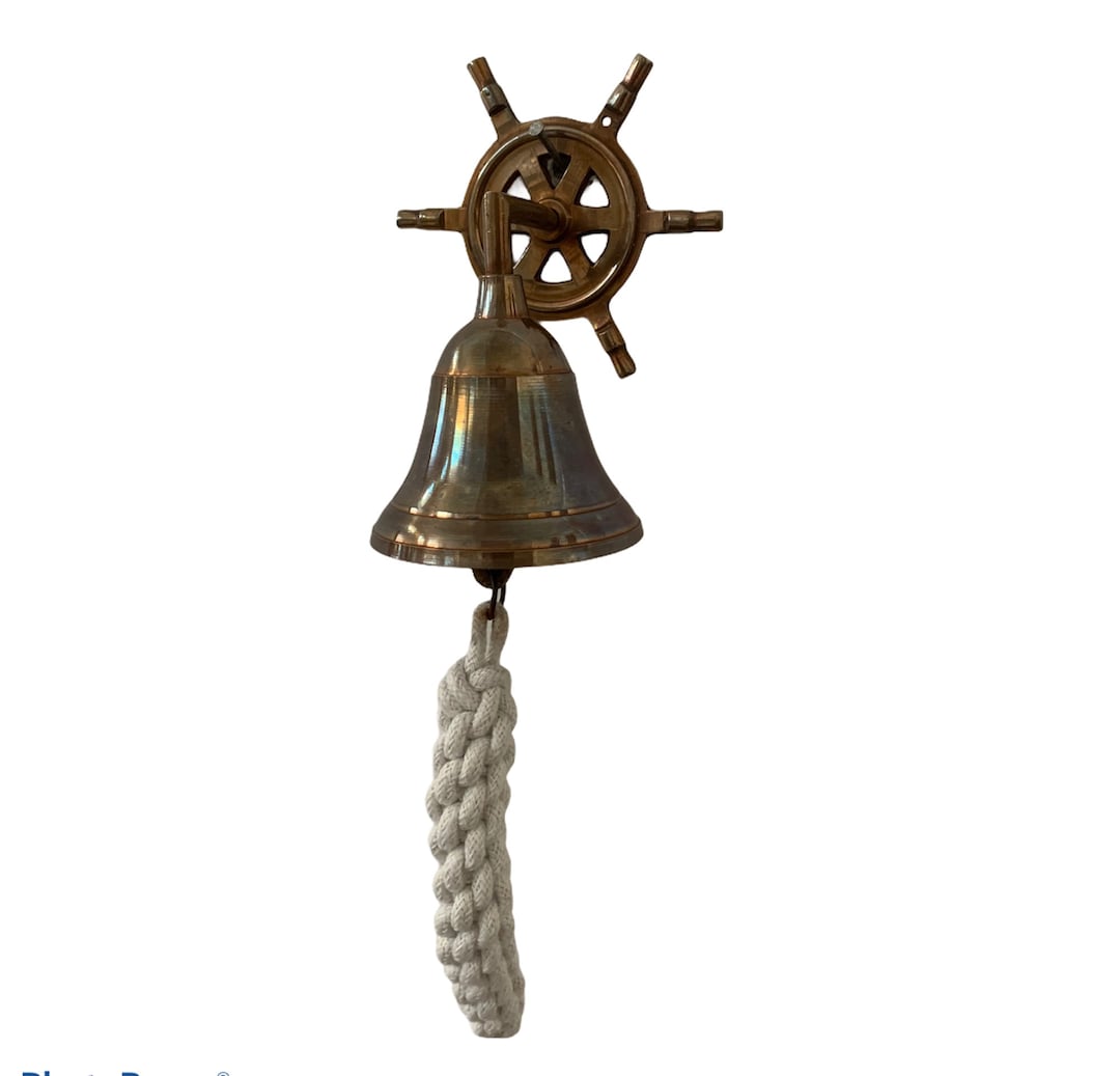 Nautical Brass Antique Finish Wheel Ship Bell Rope Lanyard - Etsy