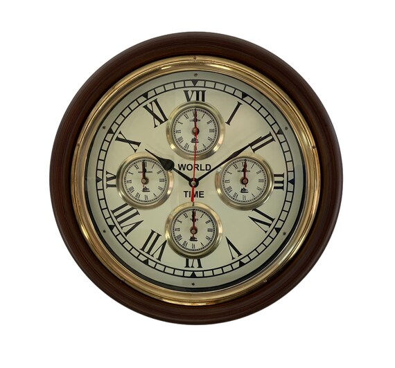 15 Handmade Wooden World Time Wall Clock Nautical Style - Etsy