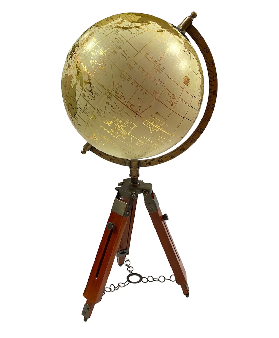 World Map Globe Ornament With Wooden Tripod Stand, Rotating Globe ...
