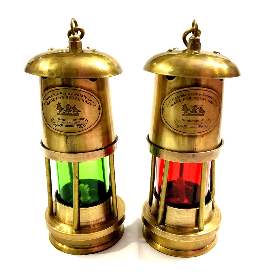 Nautical Maritime Brown Brass Red/green Minor Oil Lamp Ship Boat ...