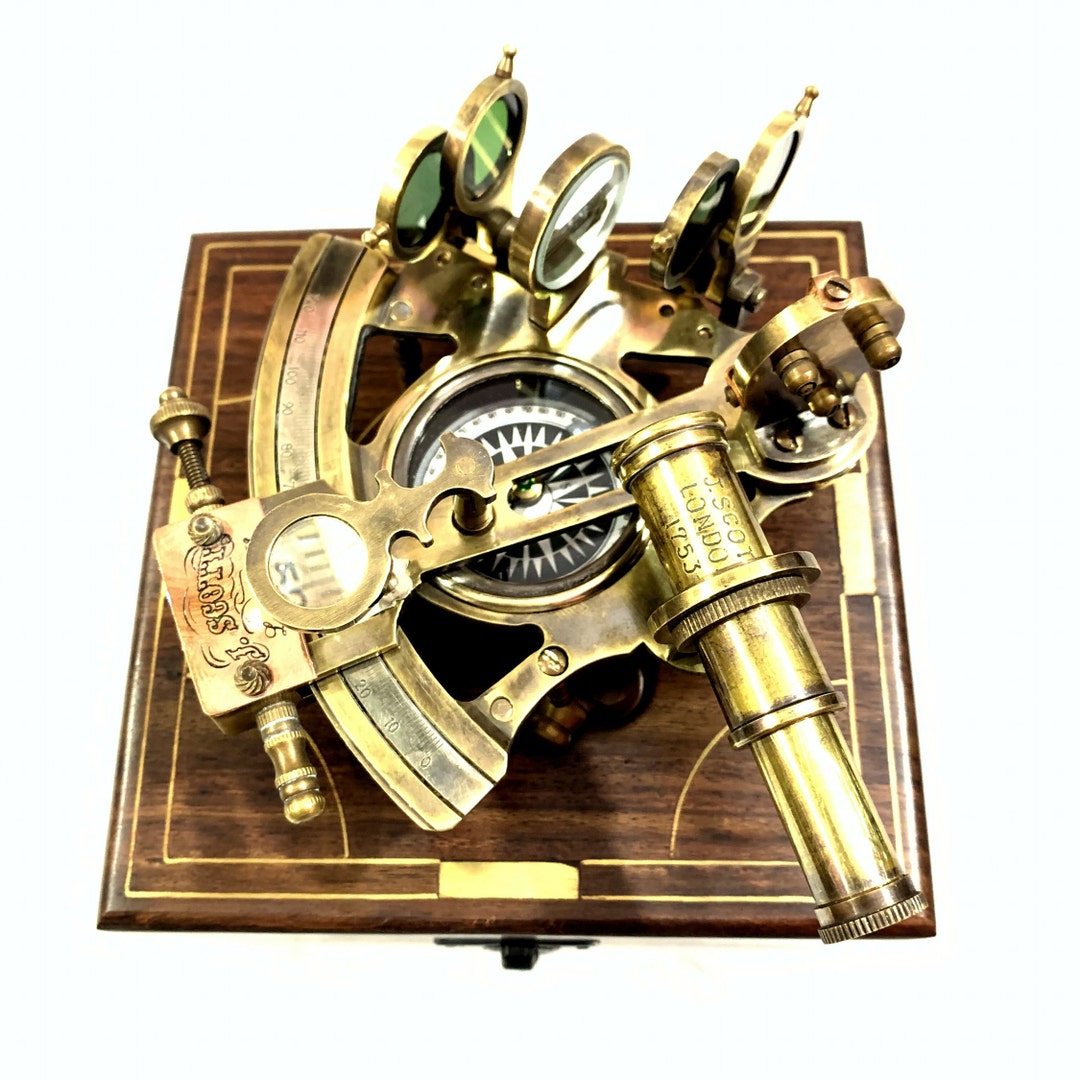 Navigation Sextant J. Scott London With Compass Hardwood Box/astrolabe ...