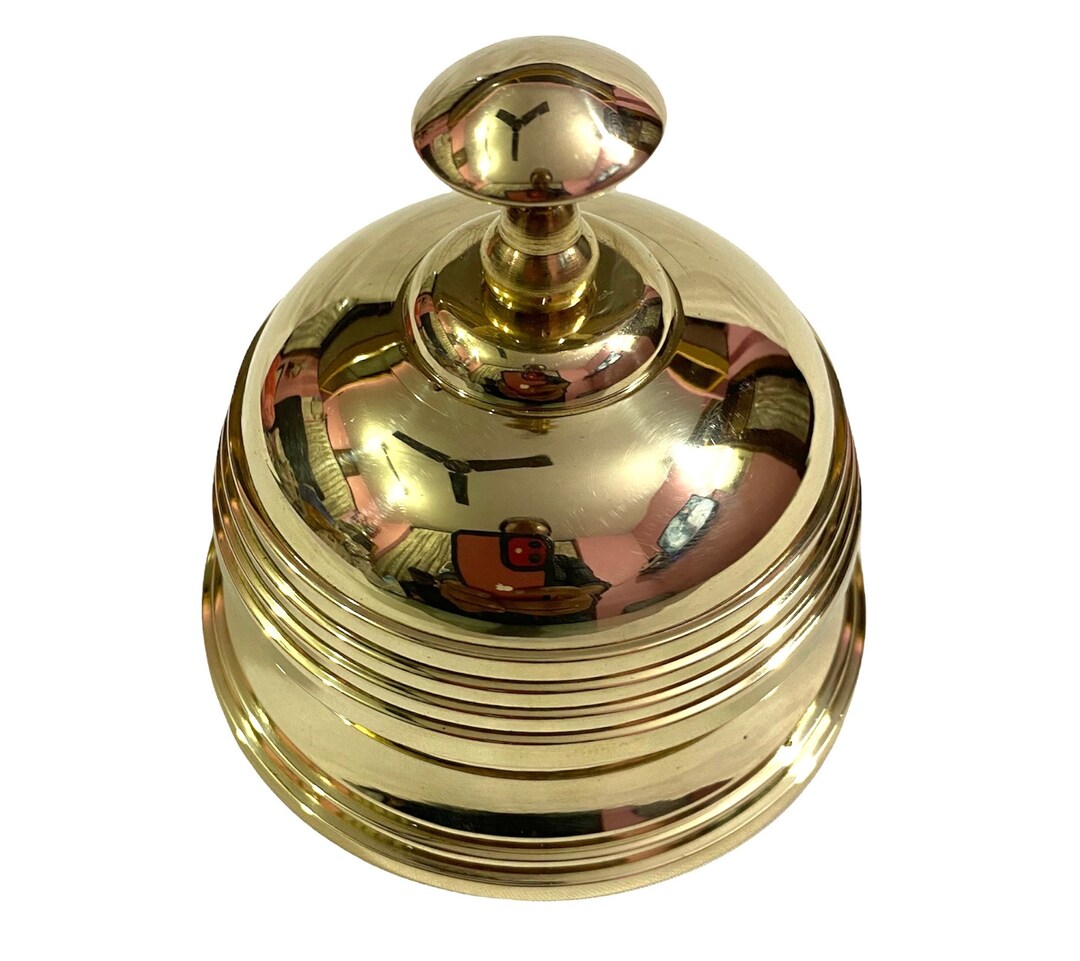 Polished Brass Desk Bell | Classic Counter Service Bell for Reception ...