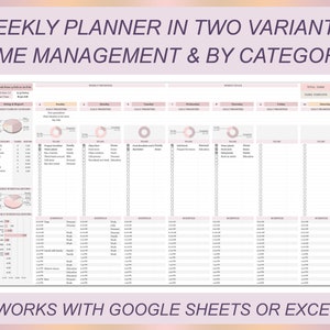 Weekly Schedule Template Weekly Planner Spreadsheet Weekly - Etsy