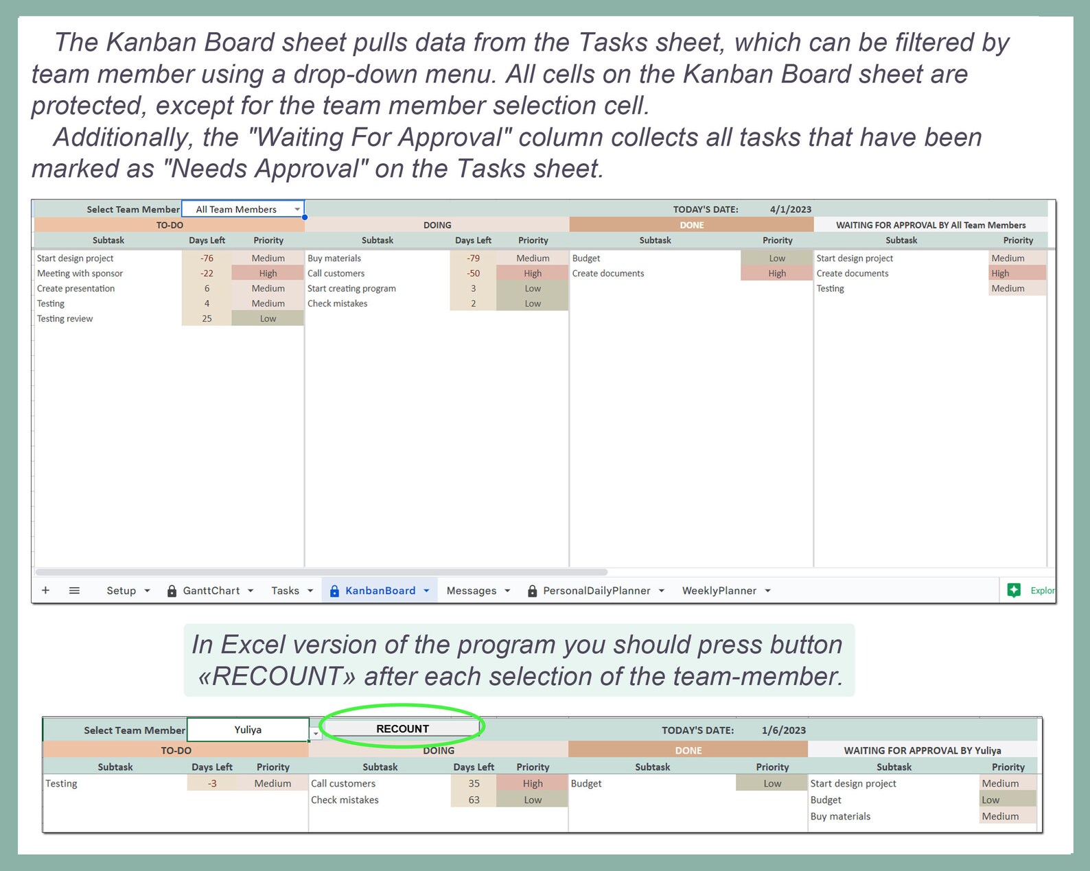 Project Manager Spreadsheet, Task Tracker, Project Manager Template ...