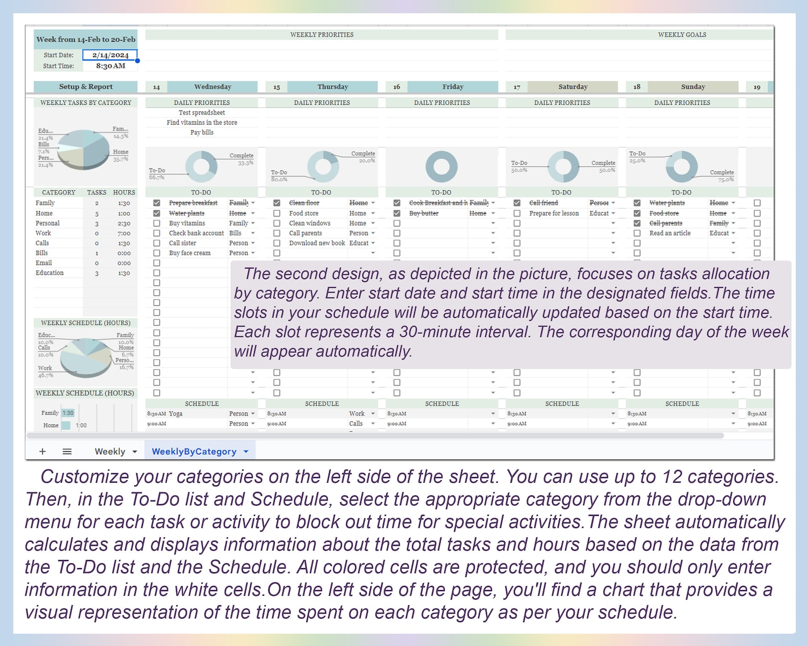 Weekly Schedule Digital Weekly Planner Digital to Do List - Etsy