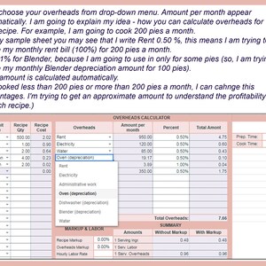 Recipe costing template Recipe cost calculator Cake pricing | Etsy
