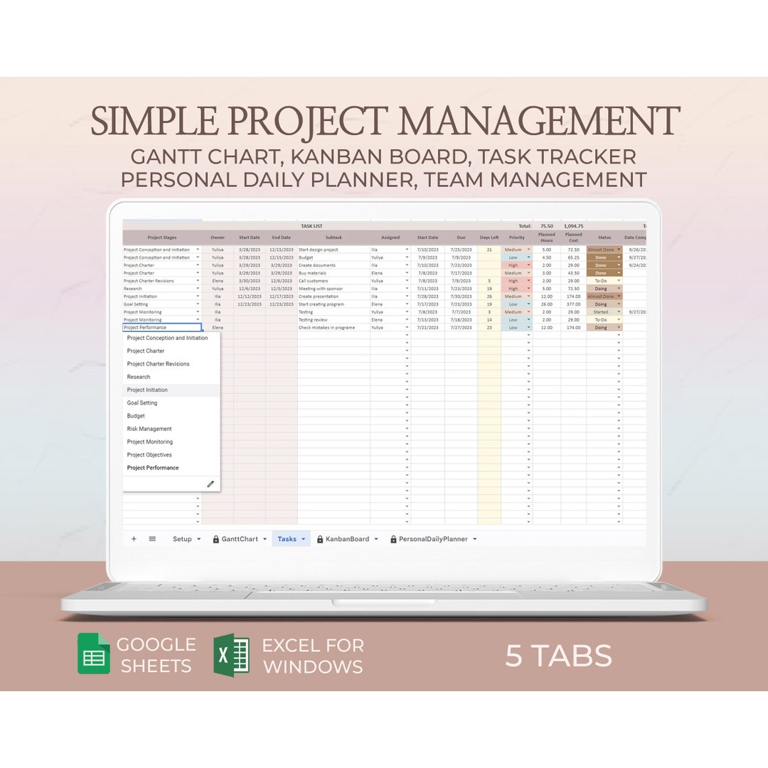Easy Project Planning Tool, Simple Project Planner, Excel Project ...
