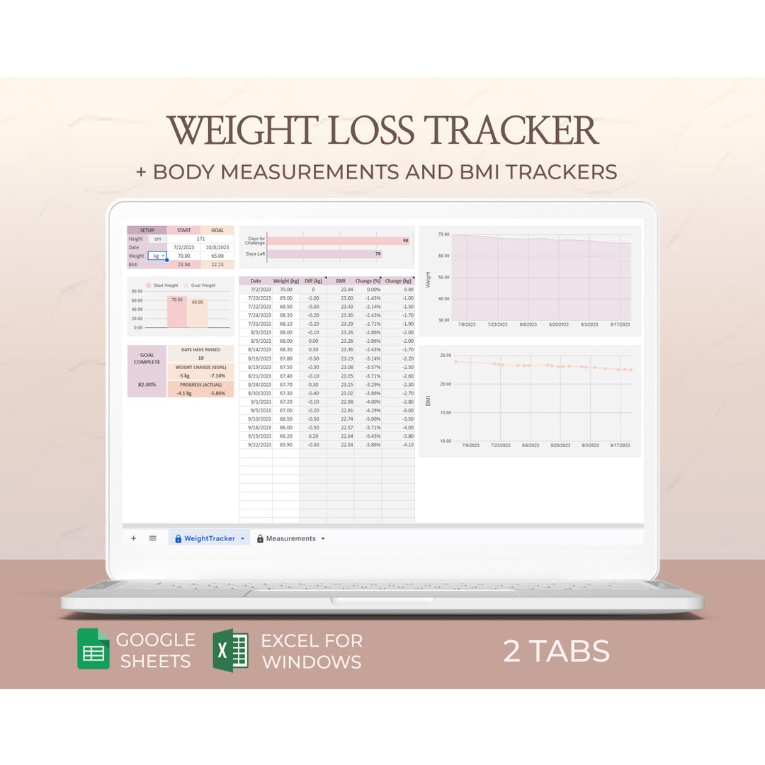 Digital Weight Loss Tracker, Weight Loss Planner, Weight Loss Chart ...
