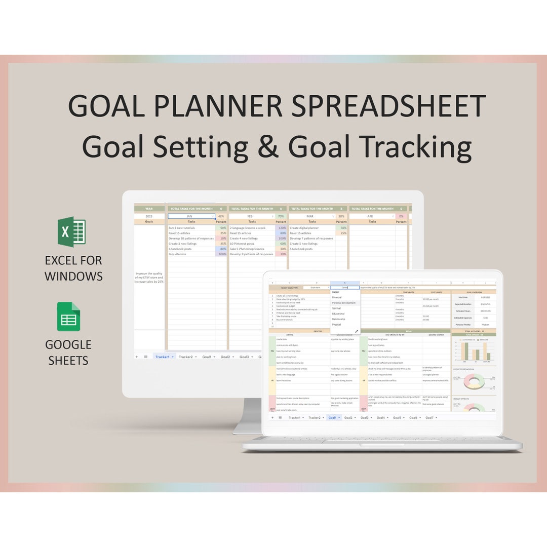Goal Setting Spreadsheet, Smart Goals Planner, Goals of Life Planner ...