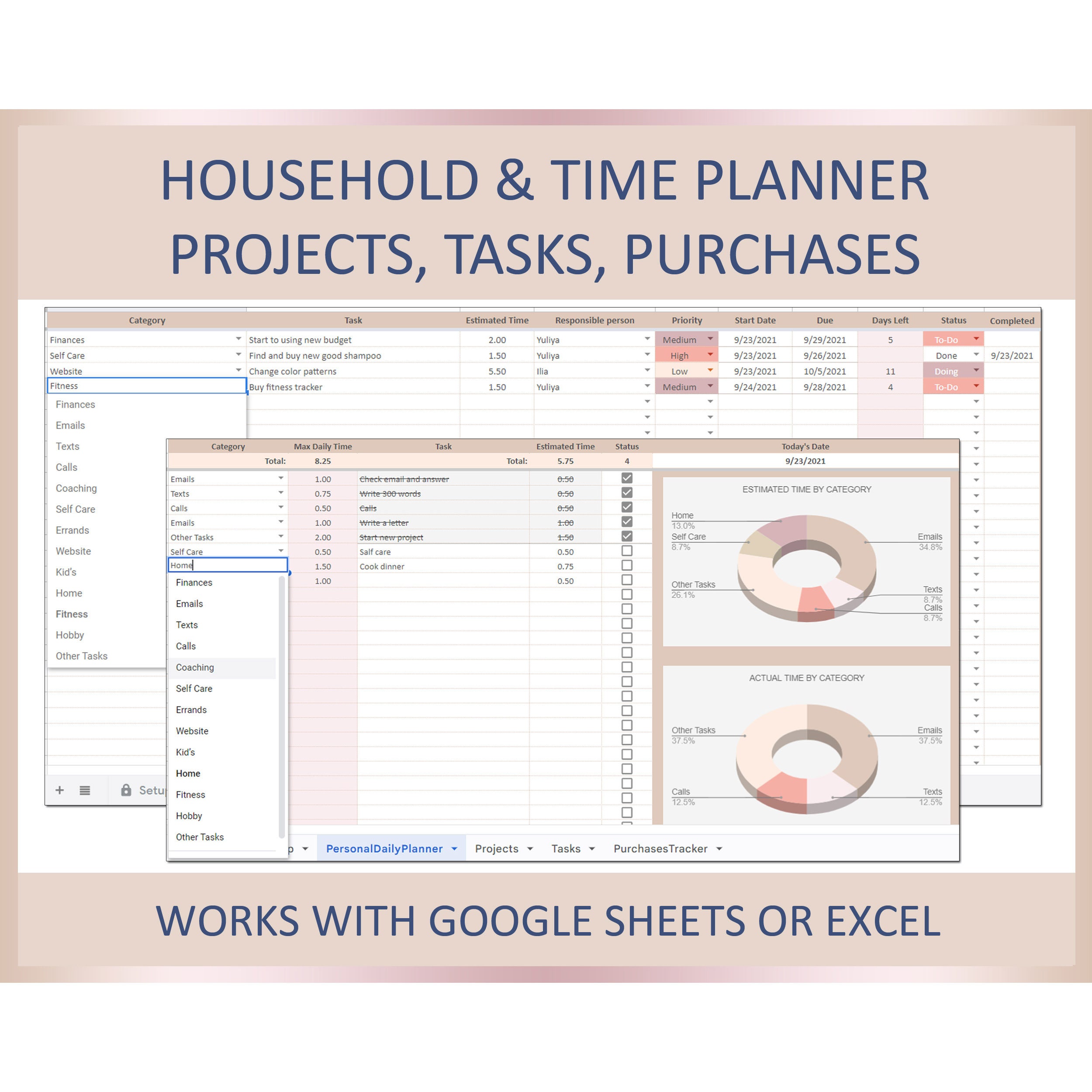 Task Management Daily Routine Planner Time Tracker Productivity ...