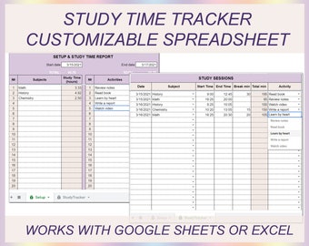 Study Time Tracker Digital Student Planner Homework Tracker | Etsy