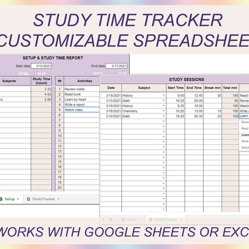 STUDENT DIGITAL PLANNER Excel Template Student Weekly - Etsy