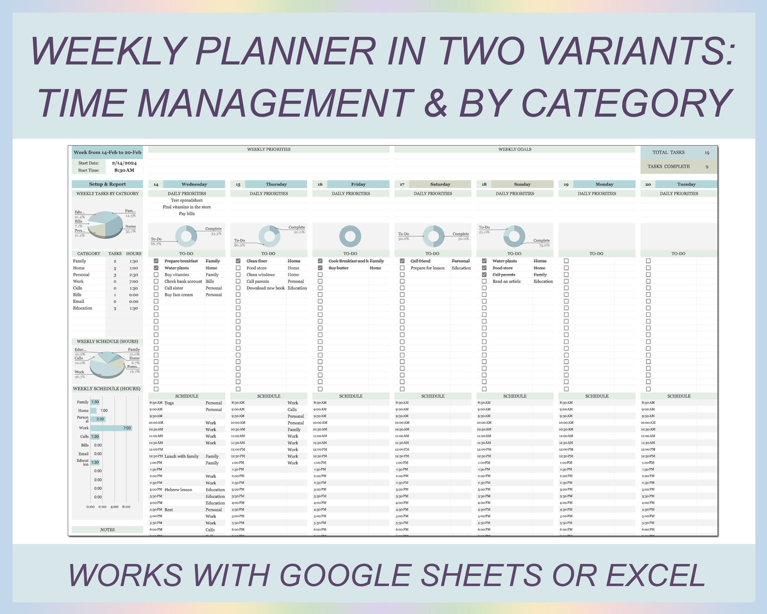 Weekly Schedule Digital Weekly Planner Digital to Do List - Etsy