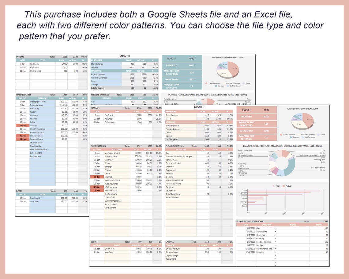 Budget Planner Spreadsheet Monthly Template Excel Google Sheets Bill ...