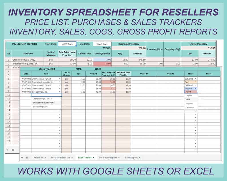 Inventory Spreadsheet Reseller Sales Tracker Inventory Etsy Australia