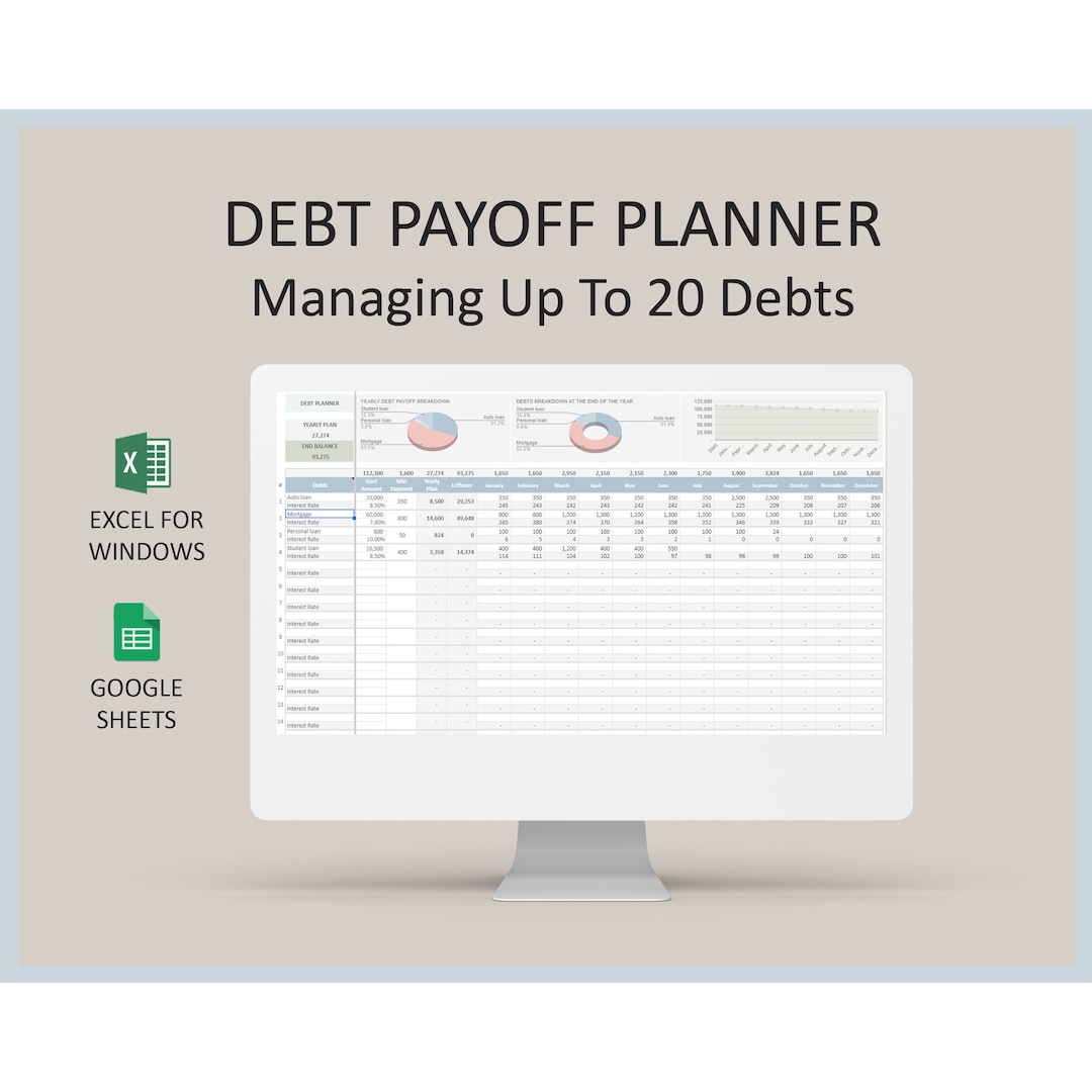 Debt Planner Spreadsheet, Debt Payoff Planner, Debt Management, Debt ...