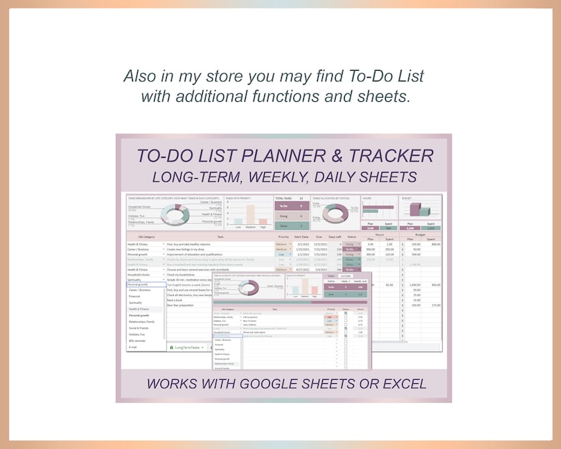 Weekly to Do List, to Do List Template, To-do List Excel, to Do List ...