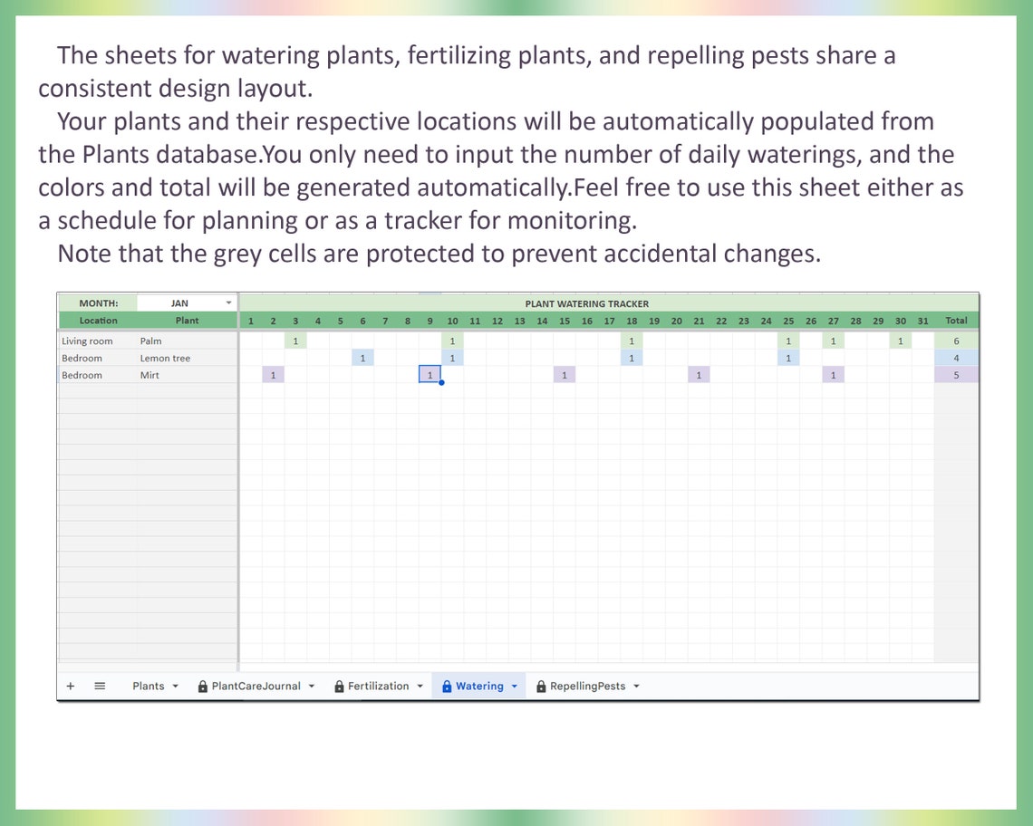 Plant Care Spreadsheet Digital Journal Houseplant Planner Organizer ...
