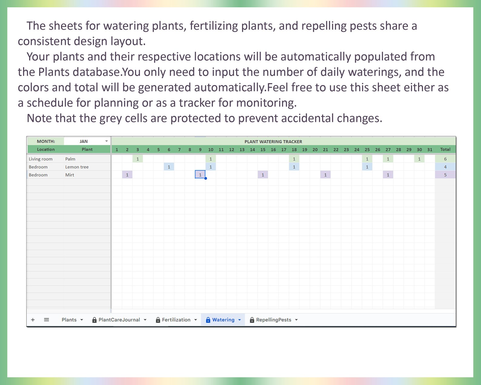 Plant Care Spreadsheet Digital Journal Houseplant Planner Organizer ...