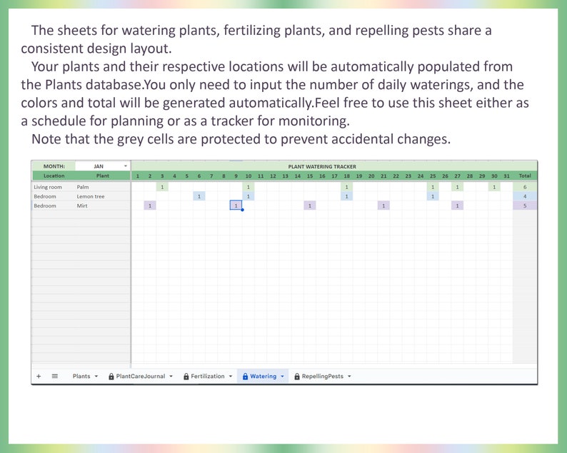 Plant Care Spreadsheet Digital Journal Houseplant Planner Organizer ...