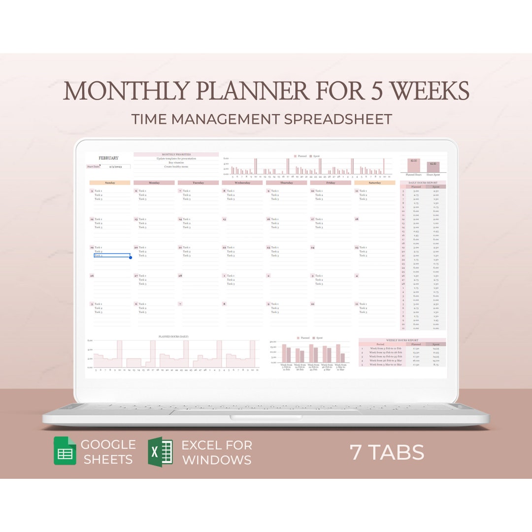 Monthly Work Plan Template, Weekly Auto Schedule, Monthly Planner ...